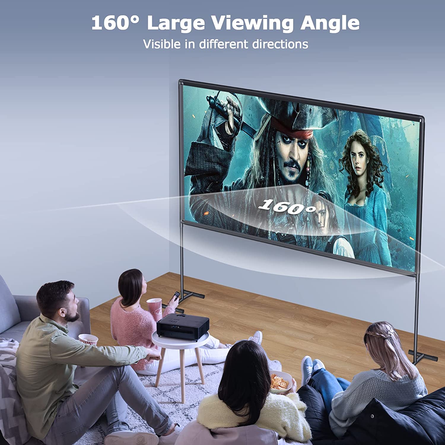 YOWHICK Projector Screen with Stand 120 inch Outdoor Indoor Projection