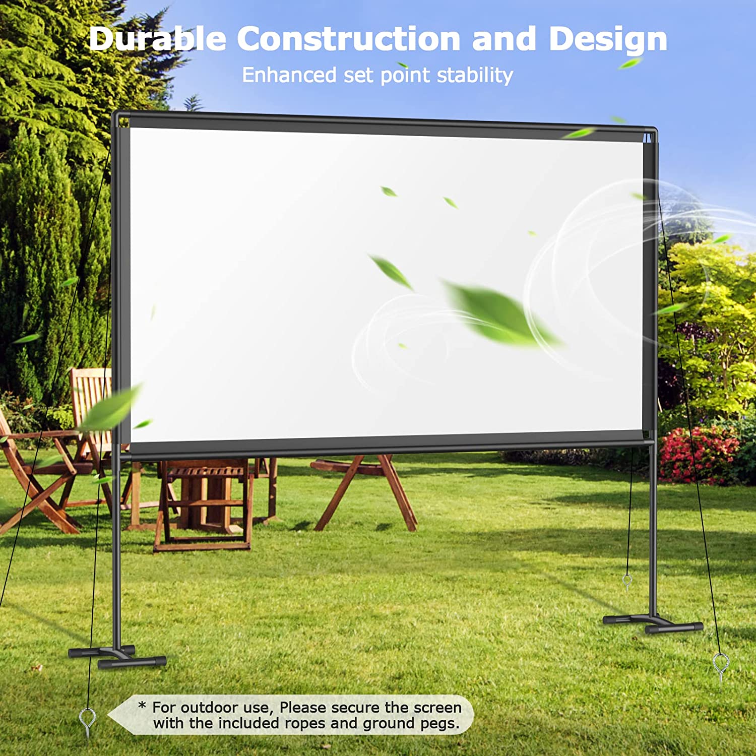 YOWHICK Projector Screen with Stand 120 inch Outdoor Indoor Projection